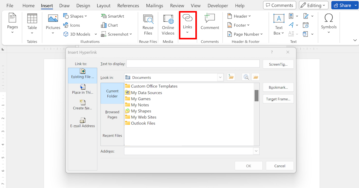 How To Insert Email Symbol In Microsoft Word Table Of Contents